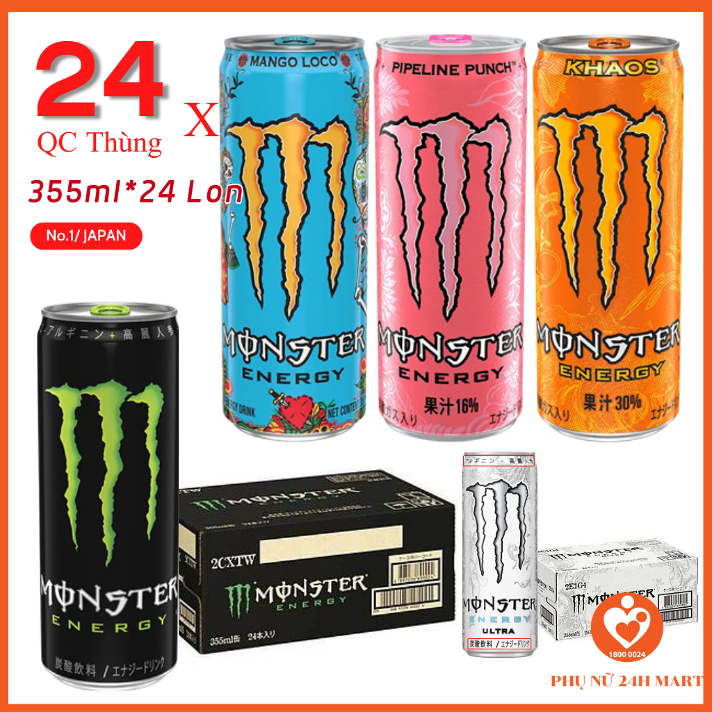Thùng 24 lon Nước tăng lực Asahi Monster Energy 355mL nội địa Nhật [T8/2025] | Shopee Việt Nam