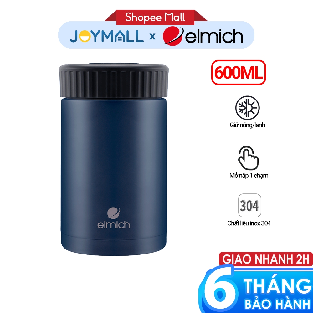 Bình giữ nhiệt inox 304 Elmich EL-8012OL, Hàng chính hãng, Dung tích 600ml, Mở nắp 1 chạm, Giữ ...
