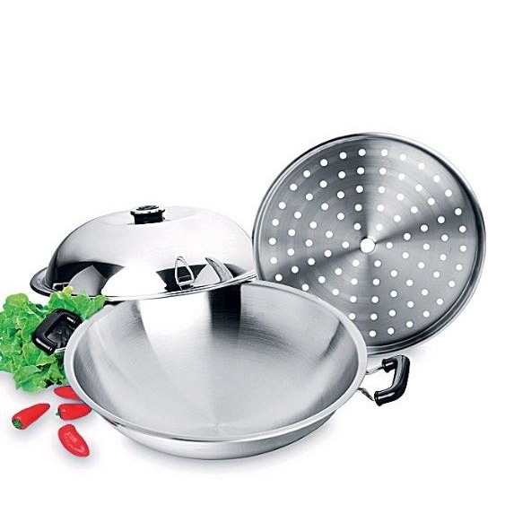 BỘ CHẢO XỬNG HẤP INOX 304 ZEBRA WOK 42cm - 176202 | Shopee Việt Nam