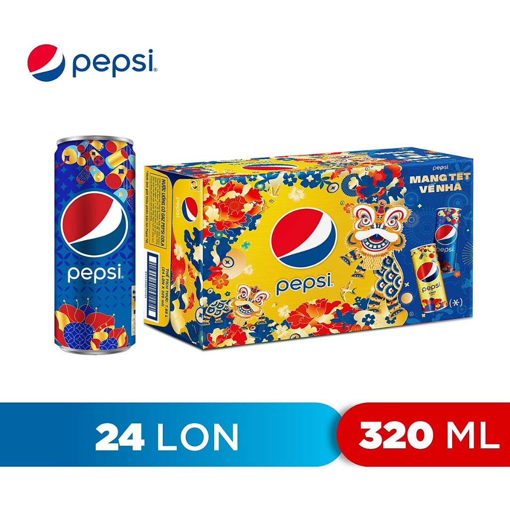 [TẾT 2024] HOẢ TỐC HCM Thùng 24 lon nước ngọt Pepsi Cola có gas 320ml mẫu xuân mới | Shopee Việt Nam