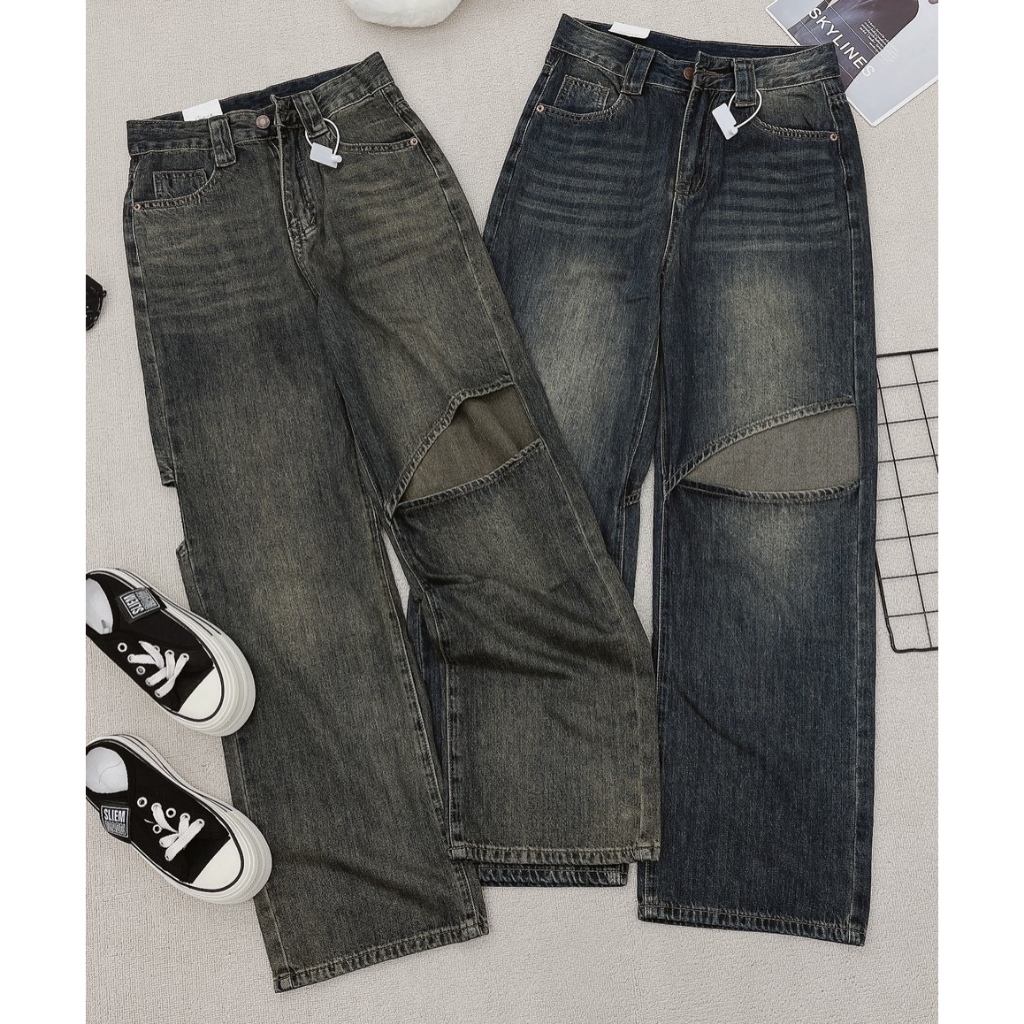 Q131 - QUẦN JEAN SUÔNG CUT GỐI 53537-111cm | Shopee Việt Nam