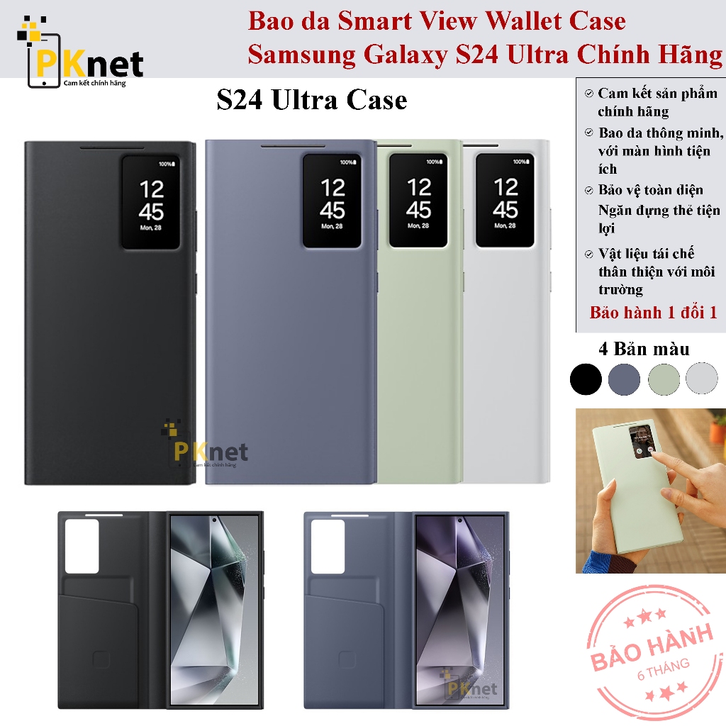 Bao da Samsung S24 Ultra Smart View Wallet Case Chính Hãng, Bảo hành 6 ...