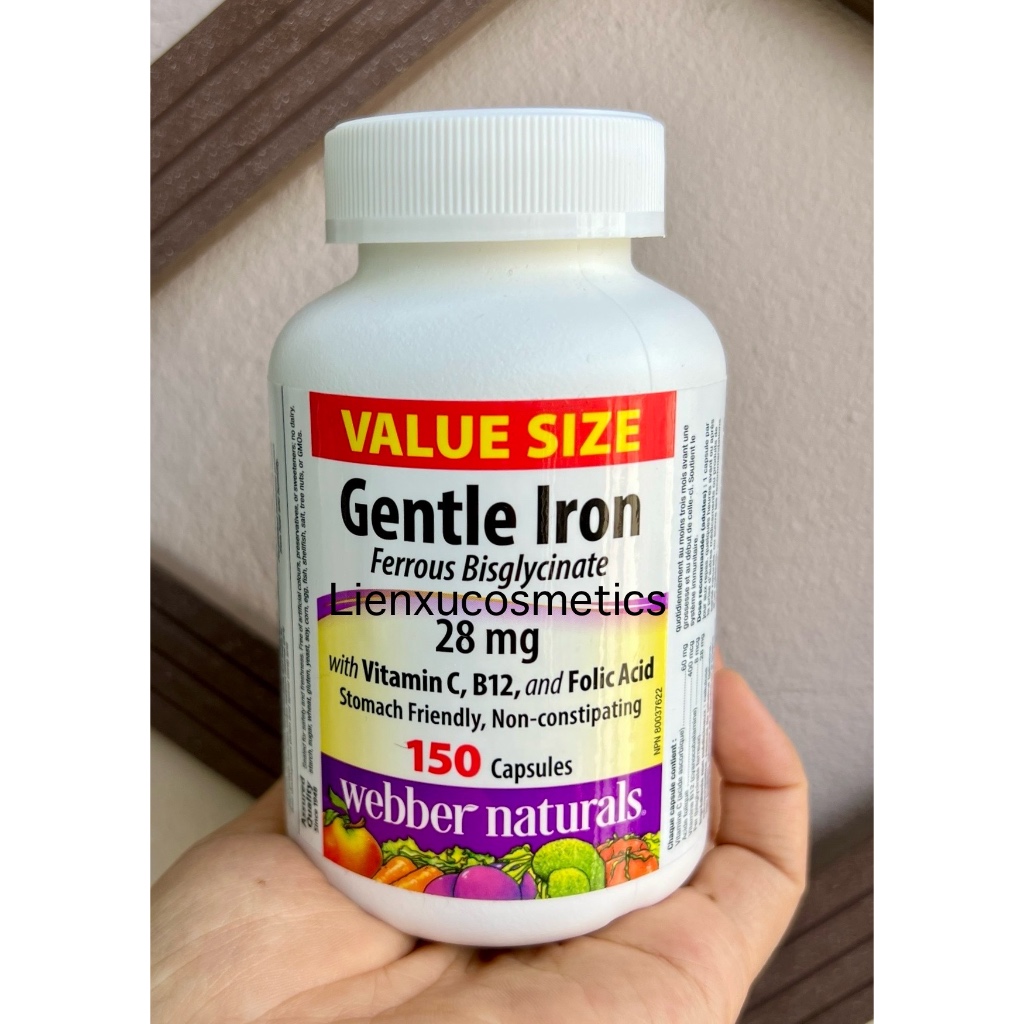 Bổ sung sắt Webber naturals Gentle Iron 28mg, hộp 150 viên; HSD 2026 ...