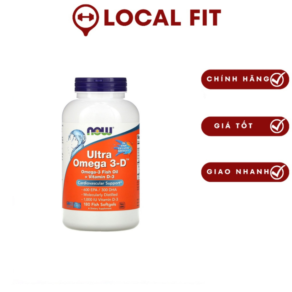 ( 90v - 180v) Viên uống dầu cá Now Ultra Omega 3-D, 600 EPA / 300 DHA ...