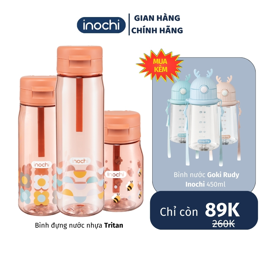 Bình nước nhựa Tritan cao cấp chính hãng inochi 350ml/500ml/700ml kháng ...