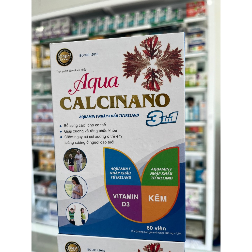 AQUA CALCINANO- 3in1- Vitamin D3 và kẽm- Hộp 60 viên | Shopee Việt Nam