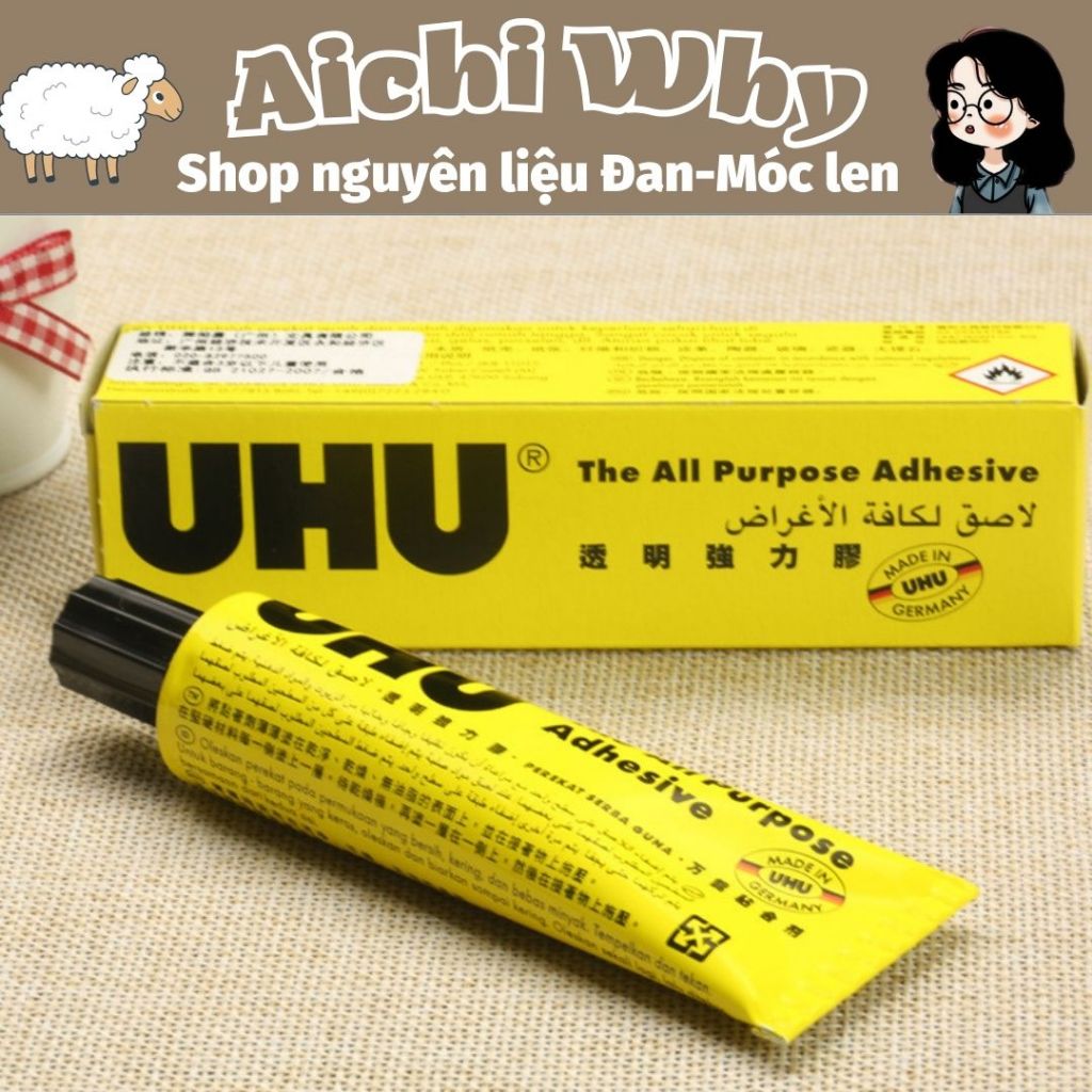 Keo dán UHU chuyên dán đồ handmade, vải, len sợi đa dụng, trong suốt ...