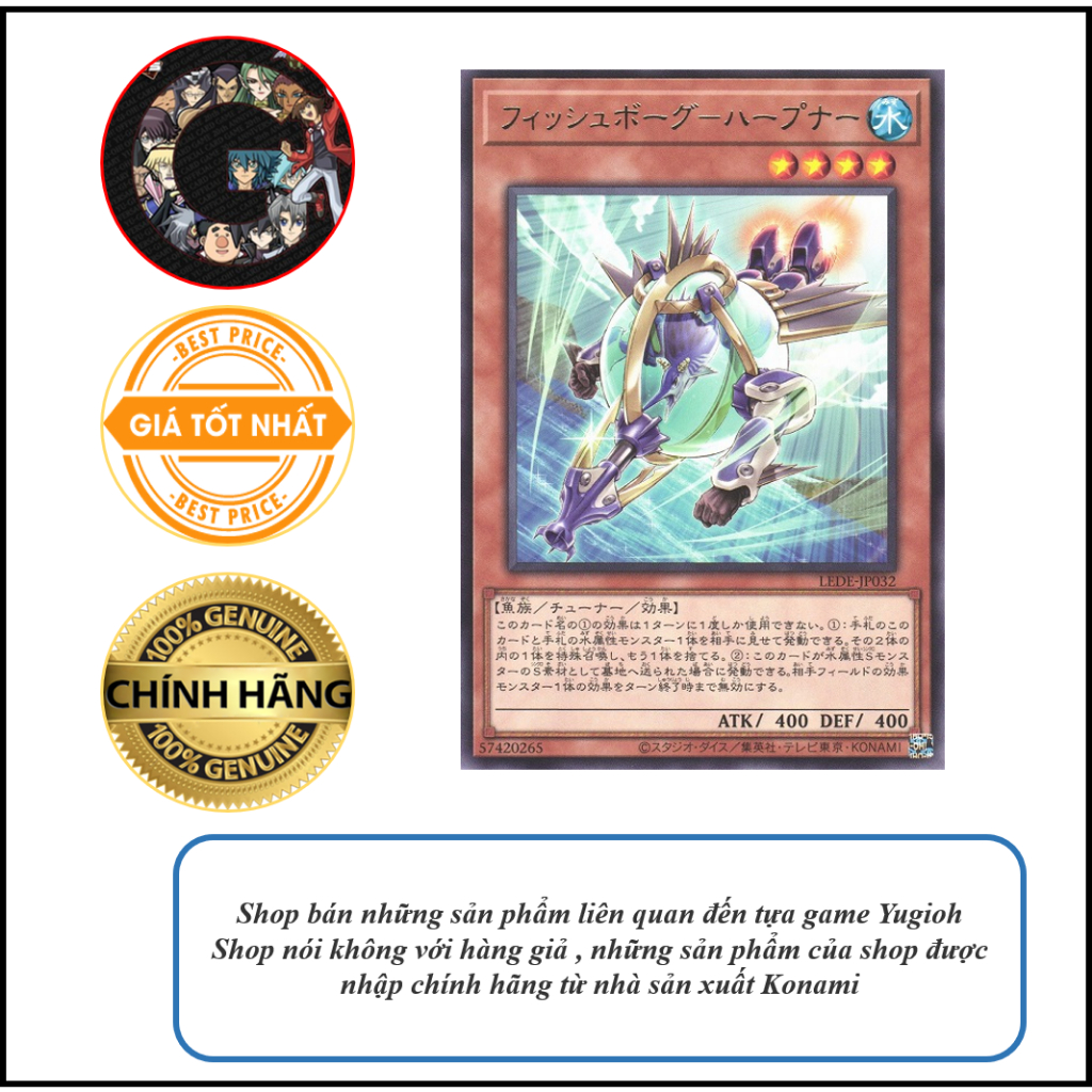 Thẻ Bài Yugioh: LEDE-JP032 (R) "Fishborg Harpooner" | Shopee Việt Nam