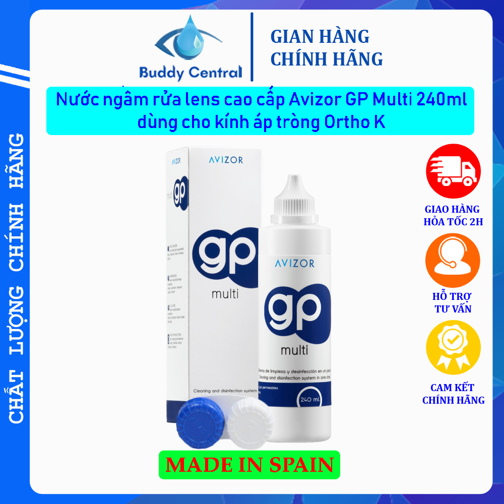 Dung dịch ngâm rửa kính áp tròng, nước ngâm lens Avizor GP Multi 240ml ...