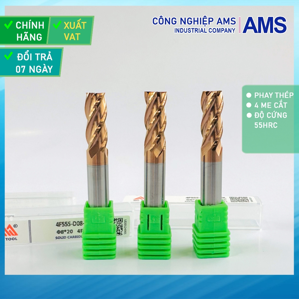 [D8-D12] Dao phay ngón 4 me, độ cứng 55HRC, lớp phủ nano màu đồng | Shopee Việt Nam