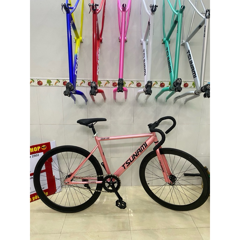 xe đạp thể thao fixed gear và single màu Hồng gold | Shopee Việt Nam