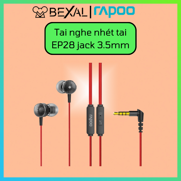 Tai nghe nhét tai Rapoo EP28 jack 3.5mm chính hãng Bexal RP84 | Shopee ...