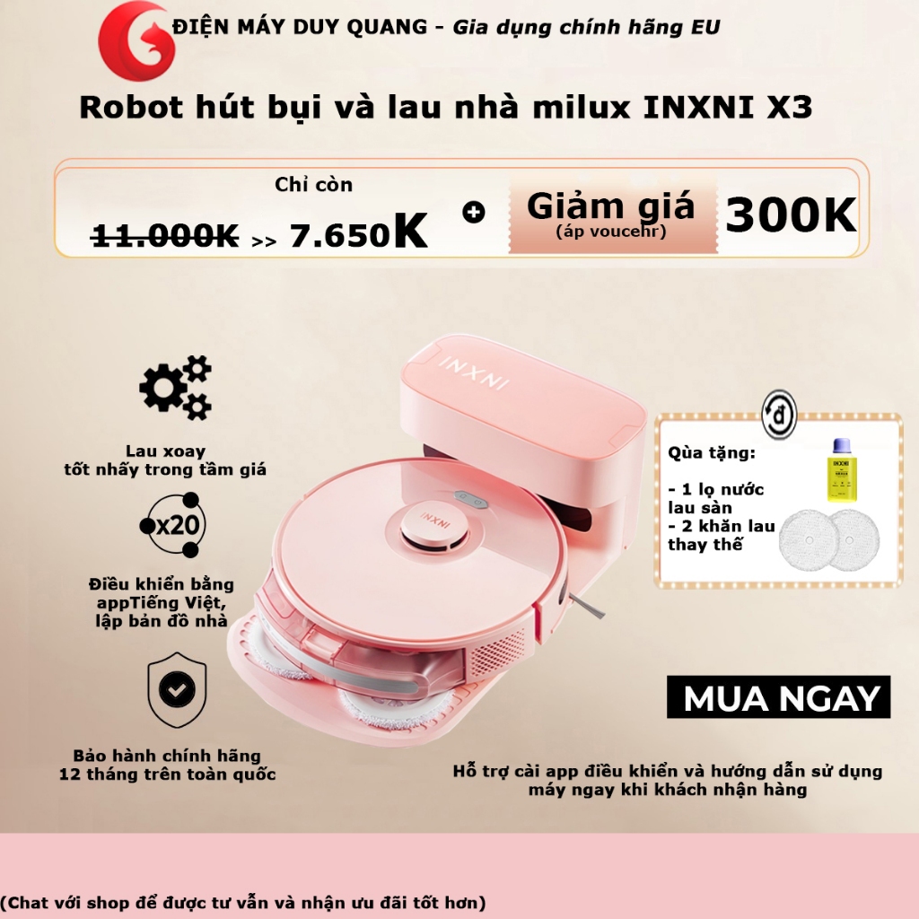 Robot hút bụi lau nhà xoay INXNI X3, phiên bản quốc tế, phần mềm tiếng Việt model 2023 | Shopee ...