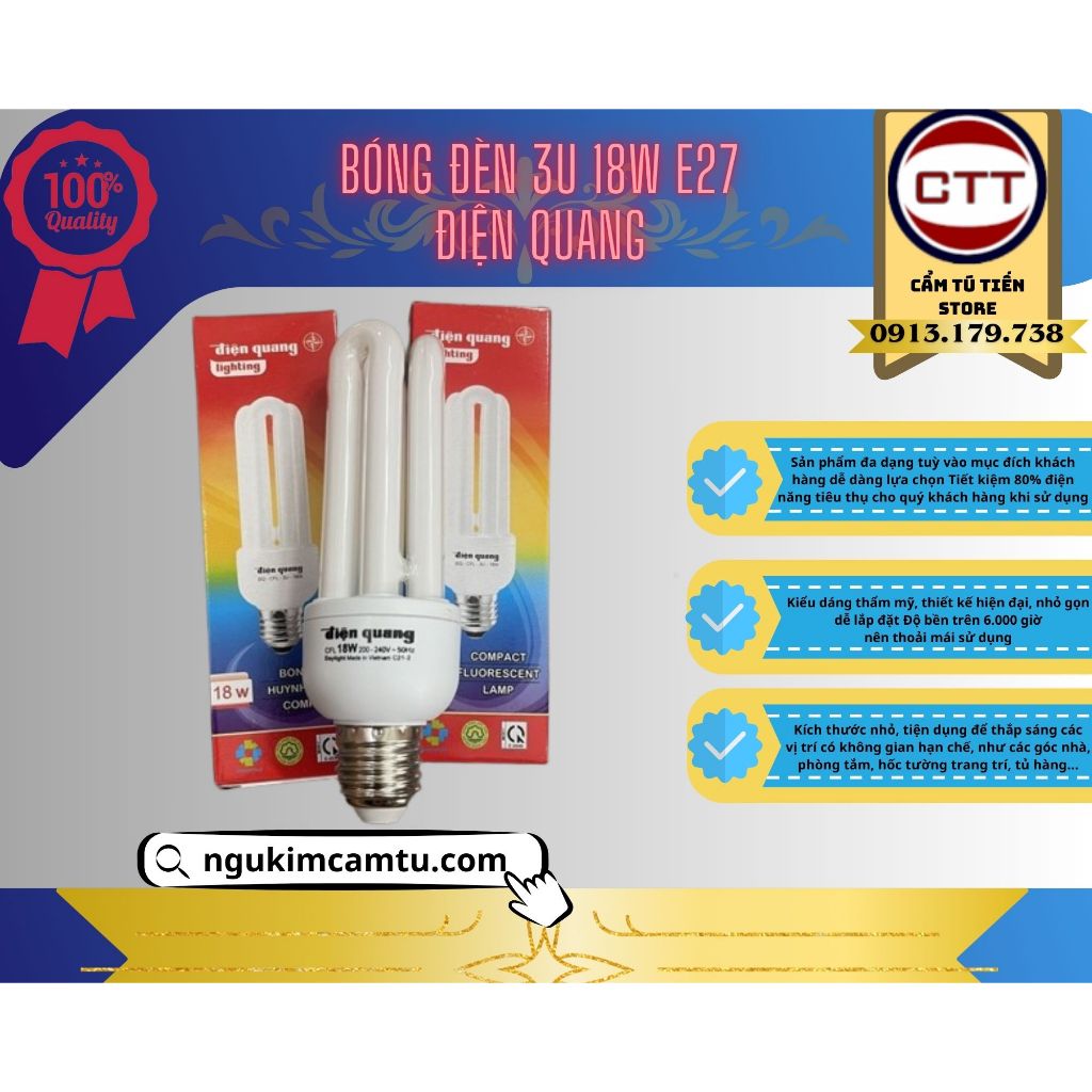 Bóng đèn 3U 18W E27 Điện Quang | Shopee Việt Nam