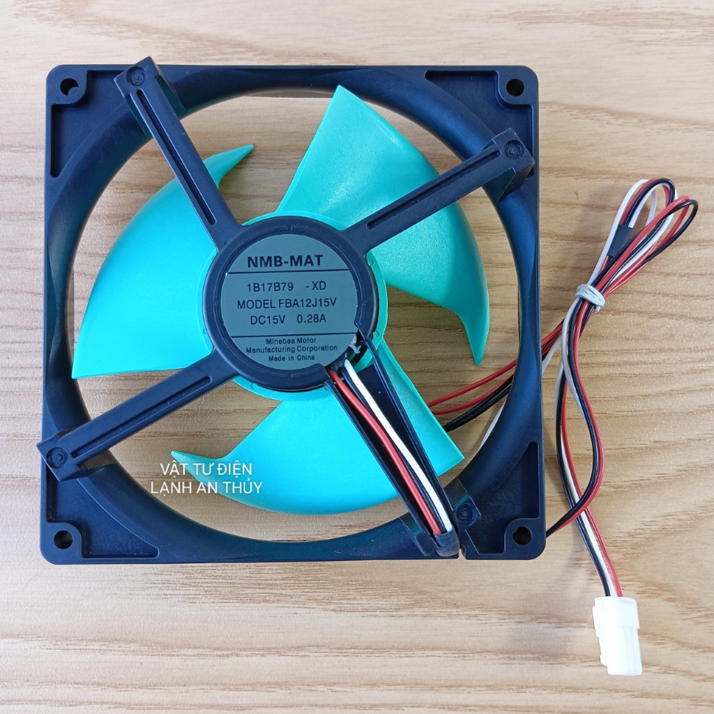 QUẠT TỦ LẠNH SHARP AQUA CÁNH XANH 15V 3 DÂY KT12,5CM X12,5CM - QUẠT TẢN ...