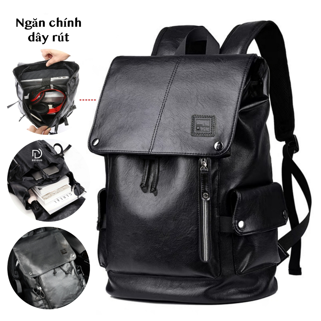 Balo da nam nữ thời trang DETOLO đựng laptop 15,6in 16in chống nước ngăn ipad ngăn quần áo du ...