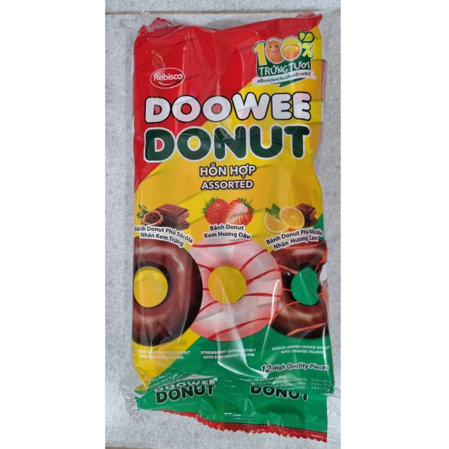 Bánh Doowee Donut Gói 348g (12 cái x 29g) Thập Cẩm, Socola, Phô Mai ...