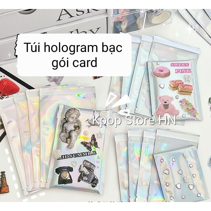 Set 10 túi hologram bạc gói card, sticker | Shopee Việt Nam