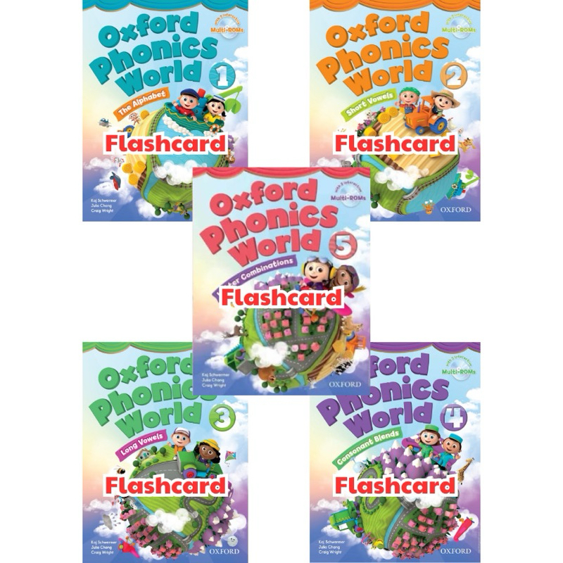 Trọn bộ thẻ học tiếng anh Flashcard Oxford Phonics World 1,2,3,4,5 size ...