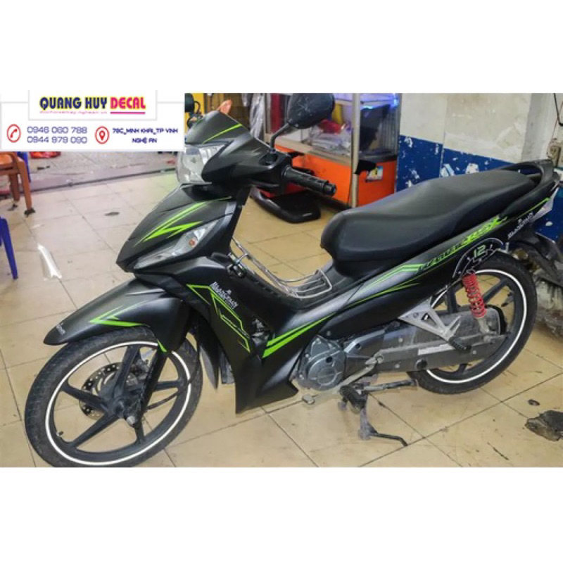 Tem trùm xe wave RSX đen chỉ xanh - Độ dán team trùm decal xe máy wave ...