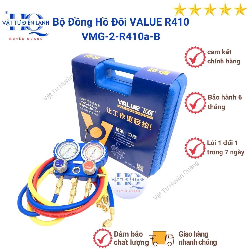 Đồng hồ đo nạp gas đôi R410 chính hãng VALUE Model VMG-2-R410a-B 3 dây gas dài 1m2 | Shopee Việt Nam