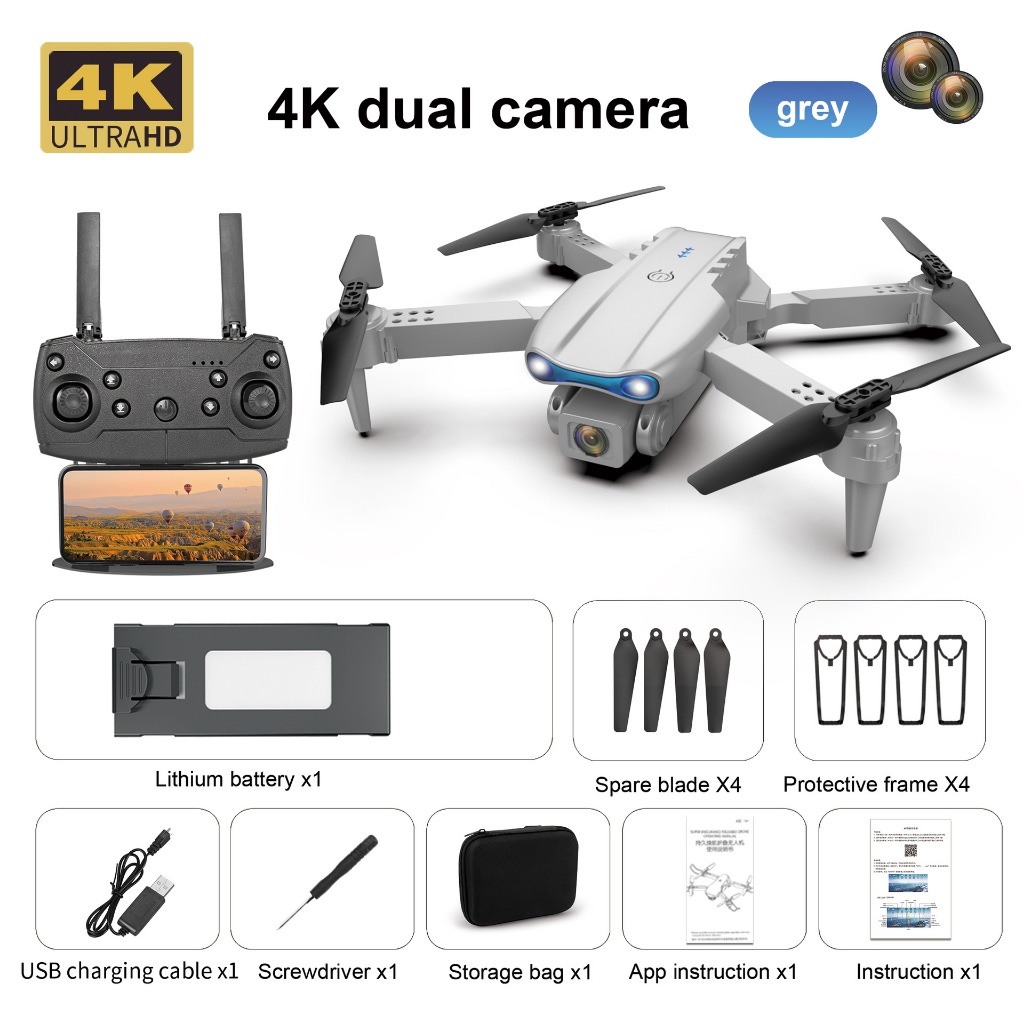 Flycam E99 Pro drone camera kép1080p hỗ trợ WiFi drone có thể tự do ...
