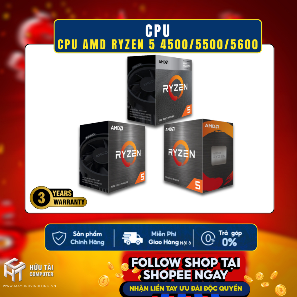 CPU AMD RYZEN 5 4500/5500/5600 BOX CHÍNH HÃNG ( 6 NHÂN 12 LUỒNG ...