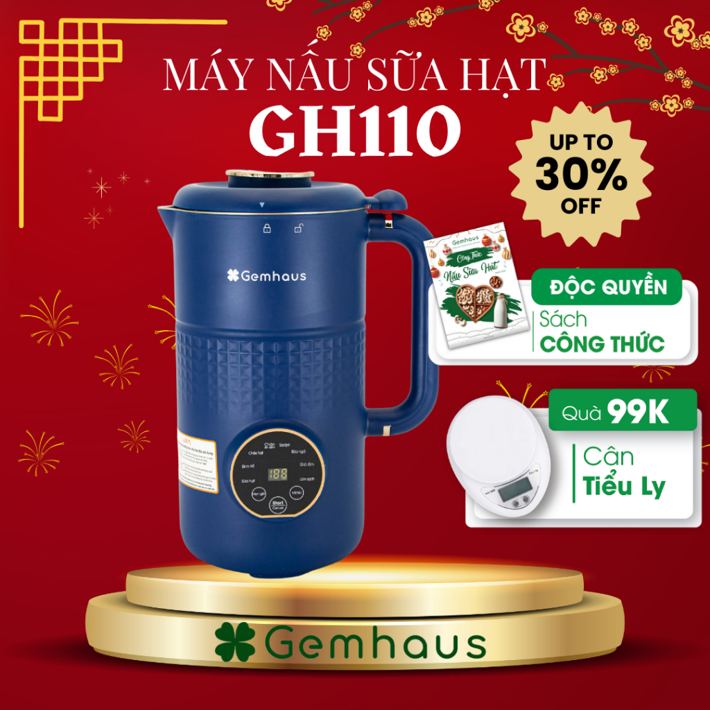 [TẶNG CÂN] Máy nấu sữa hạt đa năng Gemhaus GH110 màu XANH NAVY mới nhất 2024, kết hợp 10 chức ...