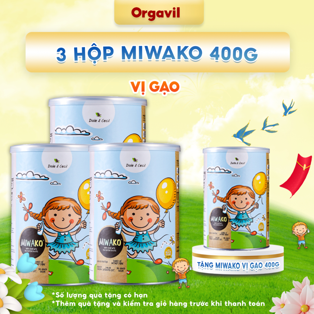 [Mua 3 Tặng 1 Hộp Gạo 400g] Sữa Hạt Hữu Cơ Miwako Vị Gạo Hộp 400g x 3 ...