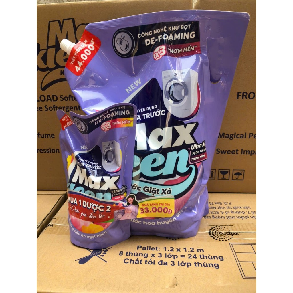 Nước giặt xả cửa trước MaxKleen hương huyền diệu túi 3.6kg có tặng kèm | Shopee Việt Nam