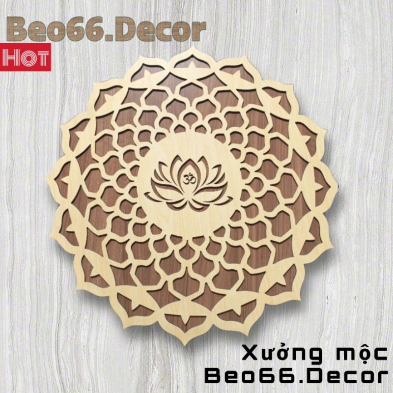 Tranh Gỗ Decor Phòng Thiền , Yoga - Họa Tiết Hoa Mandala Hoa Sen Và Chữ ...