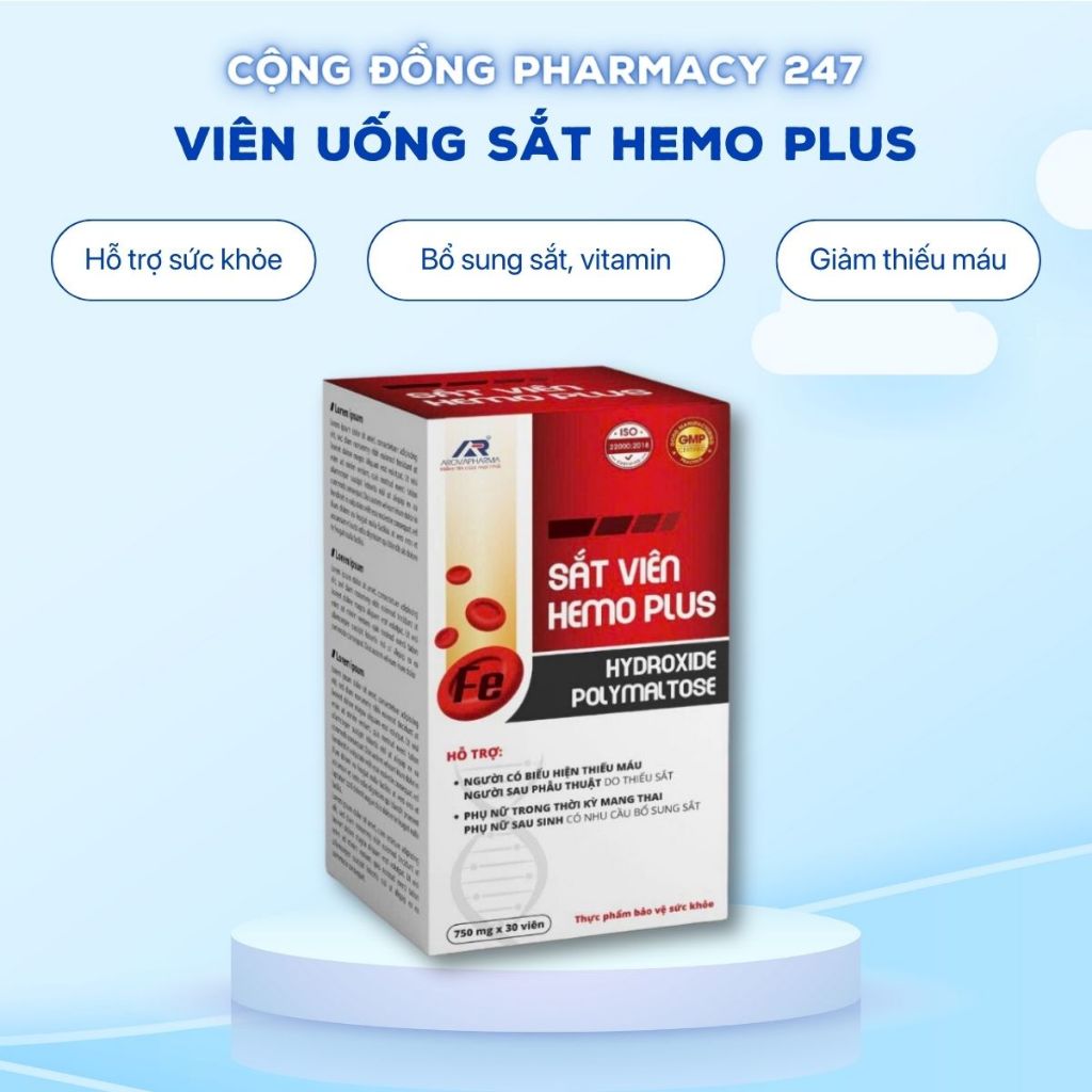 Viên Uống Sắt Hemo Plus Bổ Sung Sắt Hữu Cơ Và Vitamin Thiết Yếu Cho Cơ ...