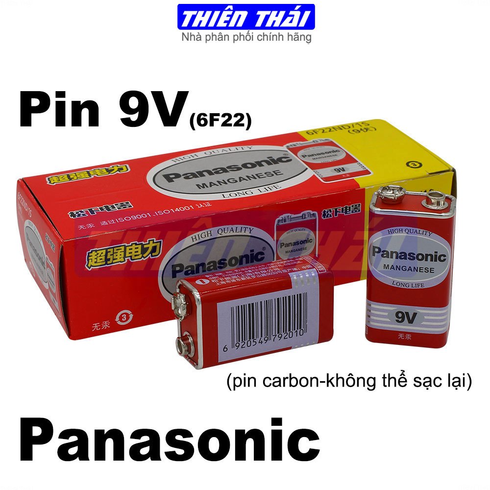 Pin 9V Panasonic,carbon,pin vuông,pin 6F22 cho micro không dây, báo động khói,đồng hồ vạn năng ...