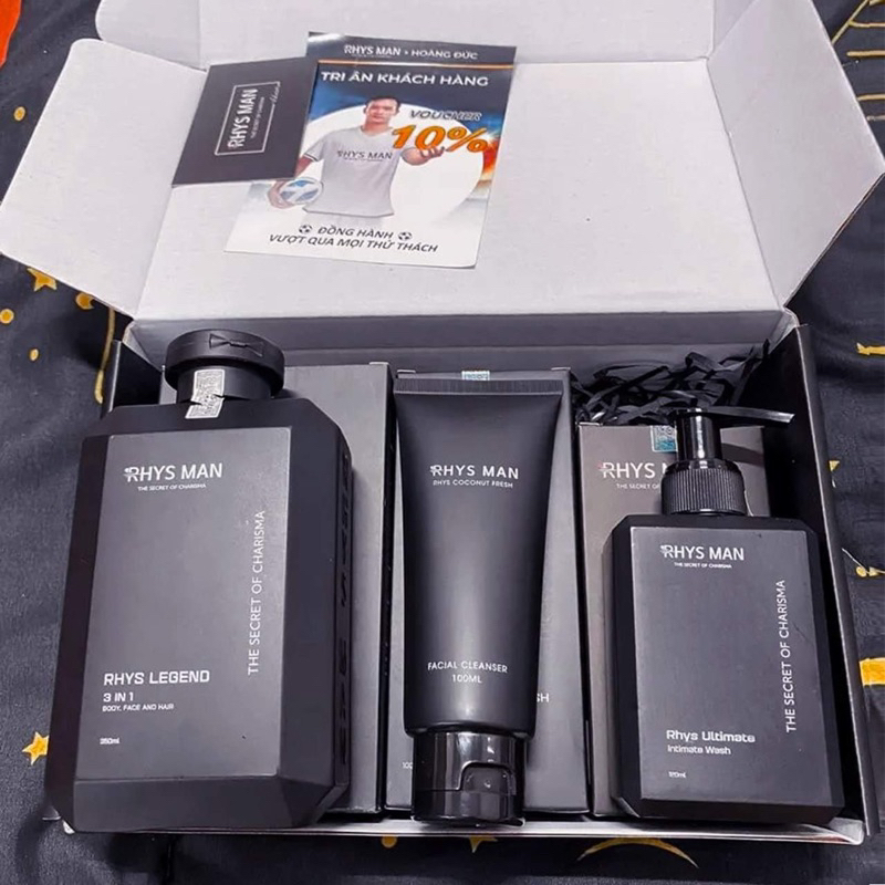 Bộ Quà Tặng Nam combo Rhys man - Sữa tắm gội nam 350 ml & Sữa rửa mặt ...