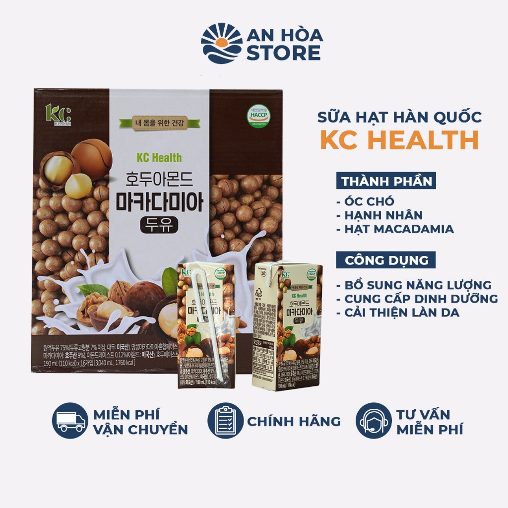 Thùng sữa hạt Macadamia KC Health Hàn Quốc 190ml x 16 | Shopee Việt Nam