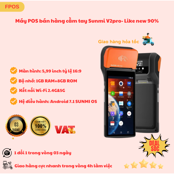 Máy POS bán hàng cầm tay Sunmi V2pro- Like new 90% | Shopee Việt Nam