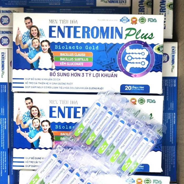 Men tiêu hoá Enteromin Plus cân bằng vi khuẩn đường ruột, giúp hấp thụ ...