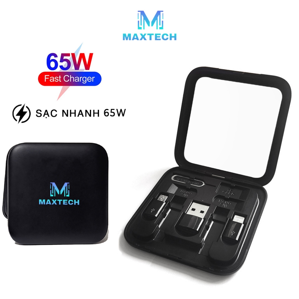 Cáp sạc đa năng Maxtech 6 trong 1 chính hãng 65w kèm hộp bảo quản ...