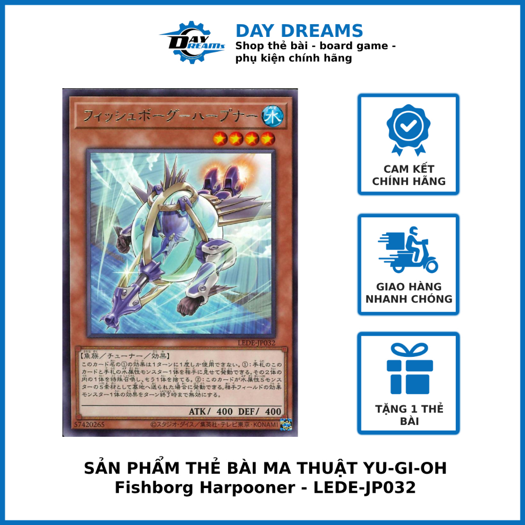 Thẻ bài Yugioh!: Fishborg Harpooner - LEDE-JP032 - Rare | Shopee Việt Nam