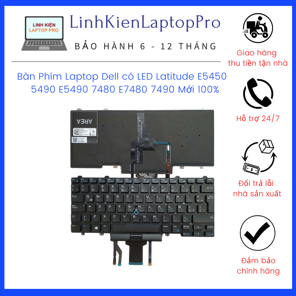 Bàn Phím Laptop Dell có LED Latitude E5450 E5470 E7450 E7470, Latitude ...