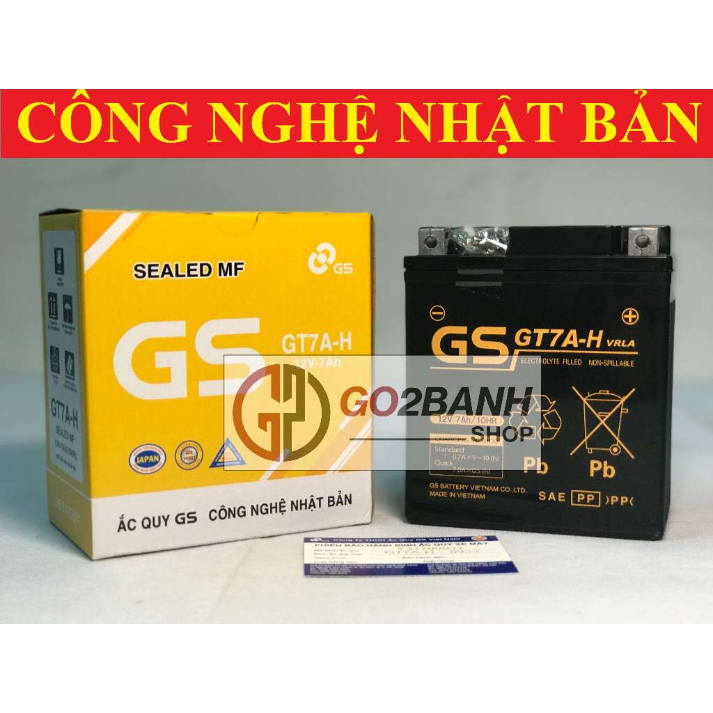 Bình ắc quy khô GS GT7A-H Sh nhập Ý 125/150,Lead 110 2009,Vespa ...