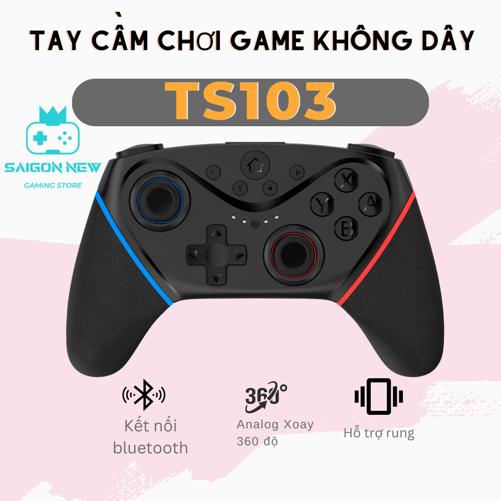 Tay Cầm Chơi Game không dây TS103 -Tay cầm bluetooth analog xoay 360 chơi game FO4 Dùng cho PC ...
