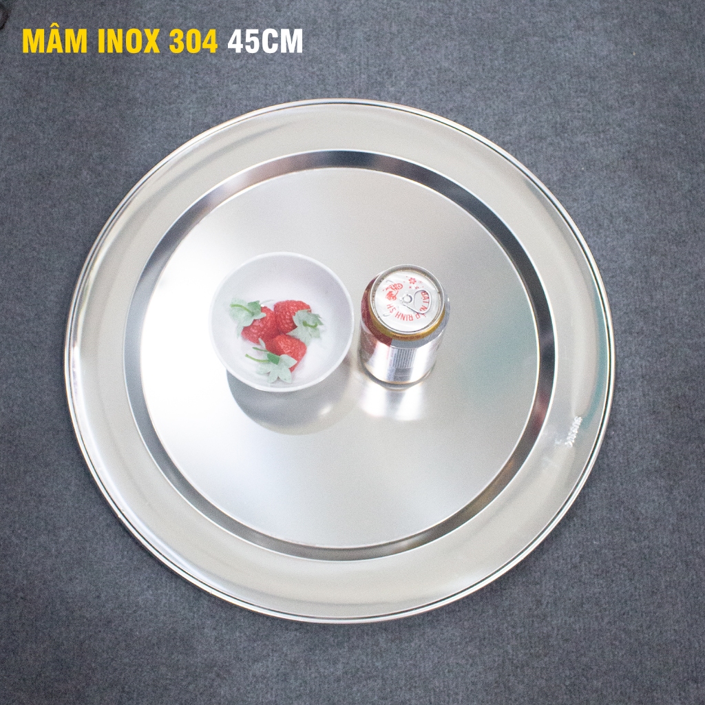 Mâm tròn inox SUS304 cao cấp 45/52cm (loại dày 3.0mm) | Shopee Việt Nam