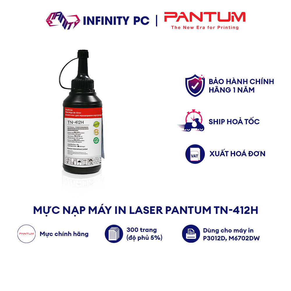 Mực nạp máy in Laser PANTUM TN-412H, loại đậm siêu nét dùng cho máy in ...