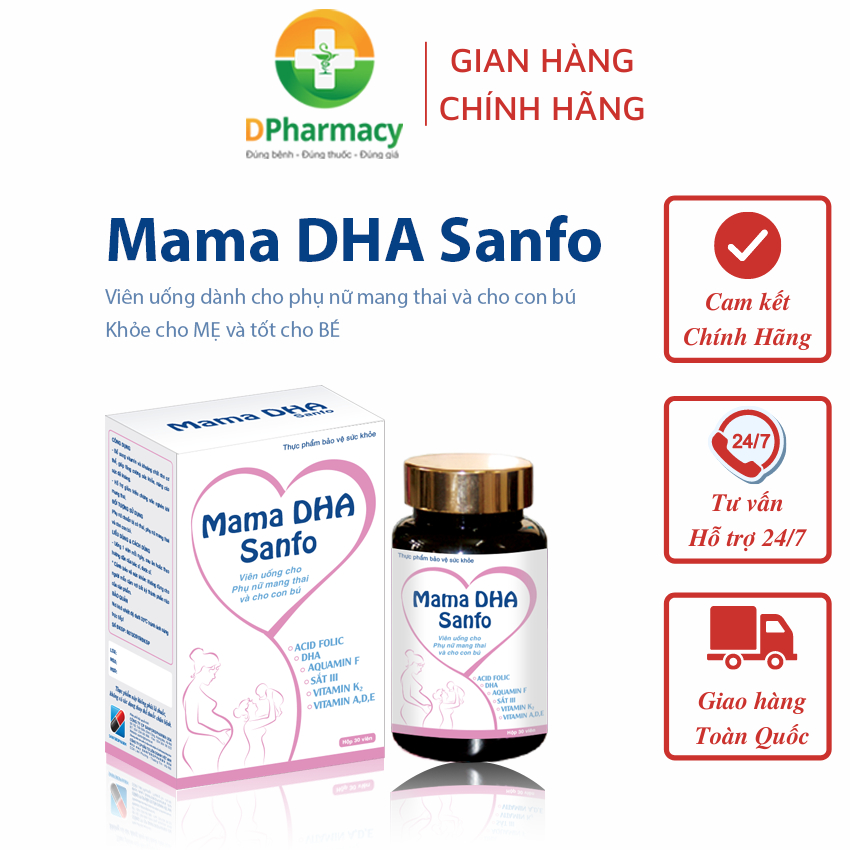 Viên uống Mama DHA Sanfo bổ sung vitamin, acid Folic, Aquamin F( canxi ...