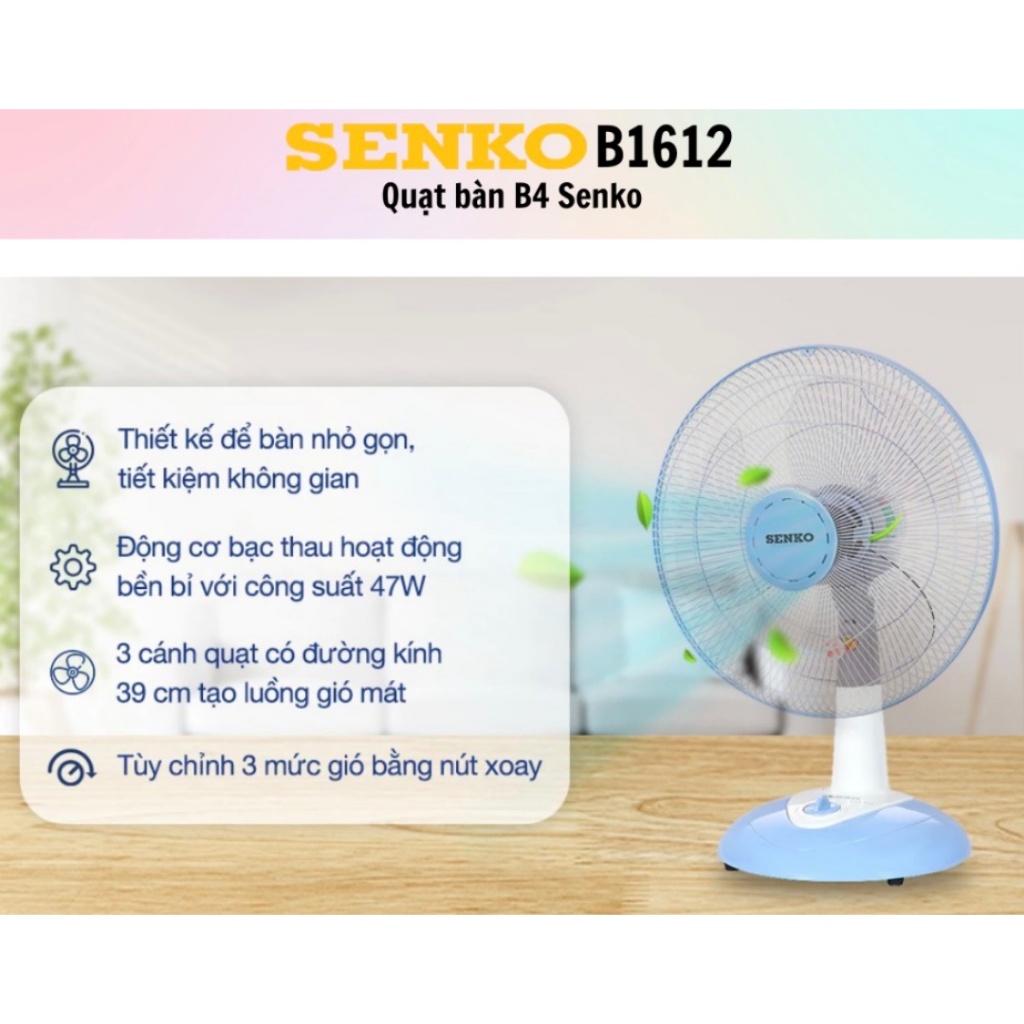 Quạt Bàn Senko B1612 Kem Môn Hàng Chính Hãng | Shopee Việt Nam