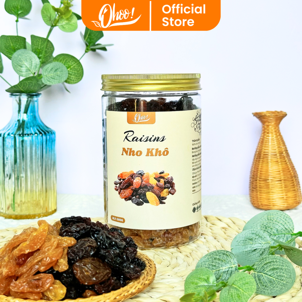 Nho Khô Sấy Chua Ngọt Tự Nhiên Không Đường OHOO FOODS 500g | Shopee ...