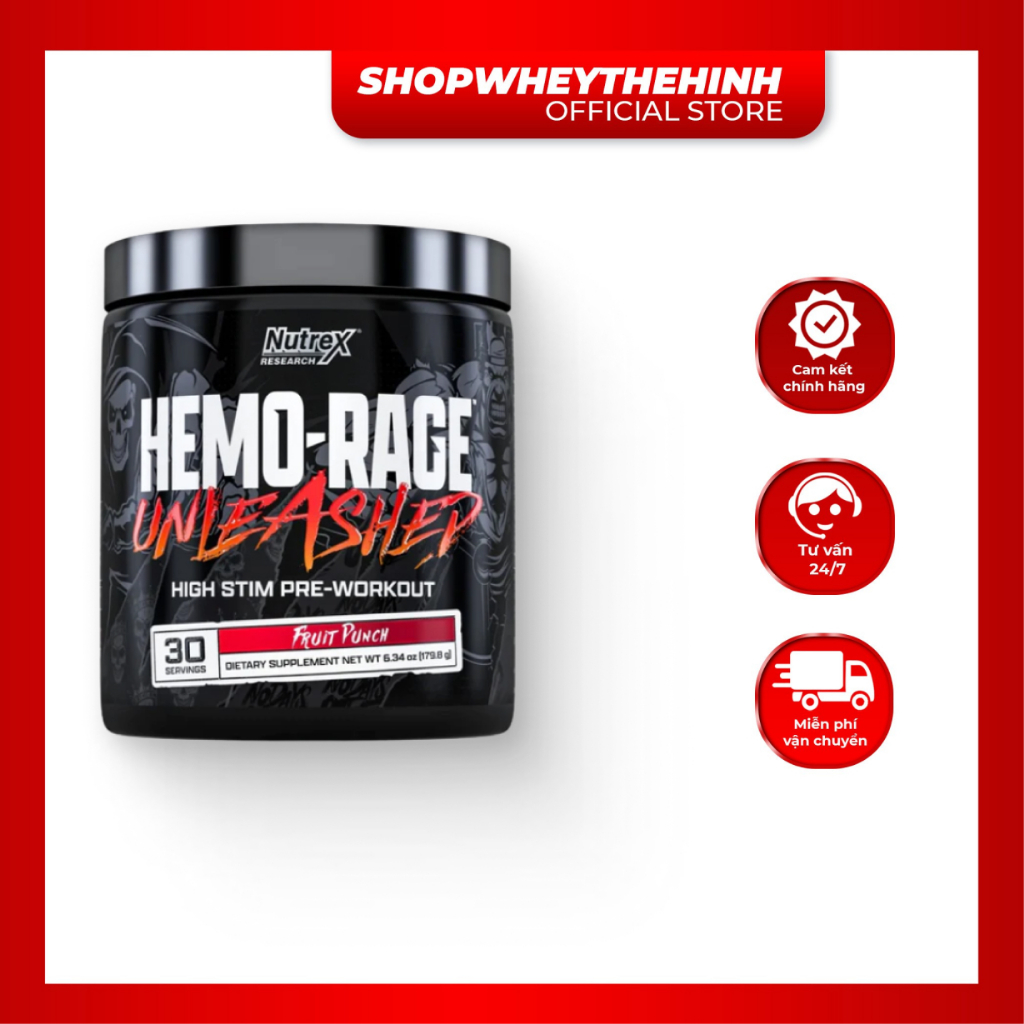 Nutrex Hemo-Rage Pre-Workout (30 lần dùng) Hỗ Trợ Tăng Sức Mạnh, Sức ...