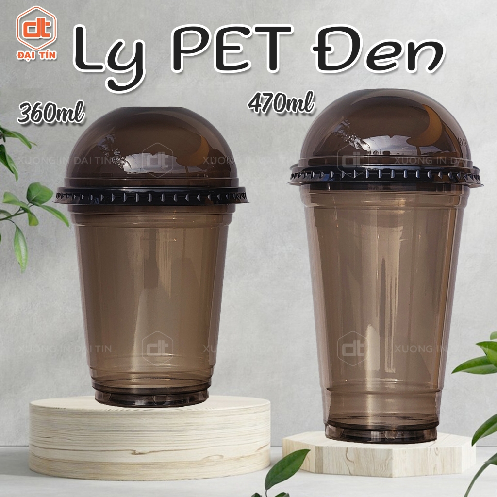 SET 50 Ly PET đen 14oz (360ml) -16oz (470ml) dùng cho nắp phi 93mm KÈM NẮP, ly trà sữa | Shopee ...