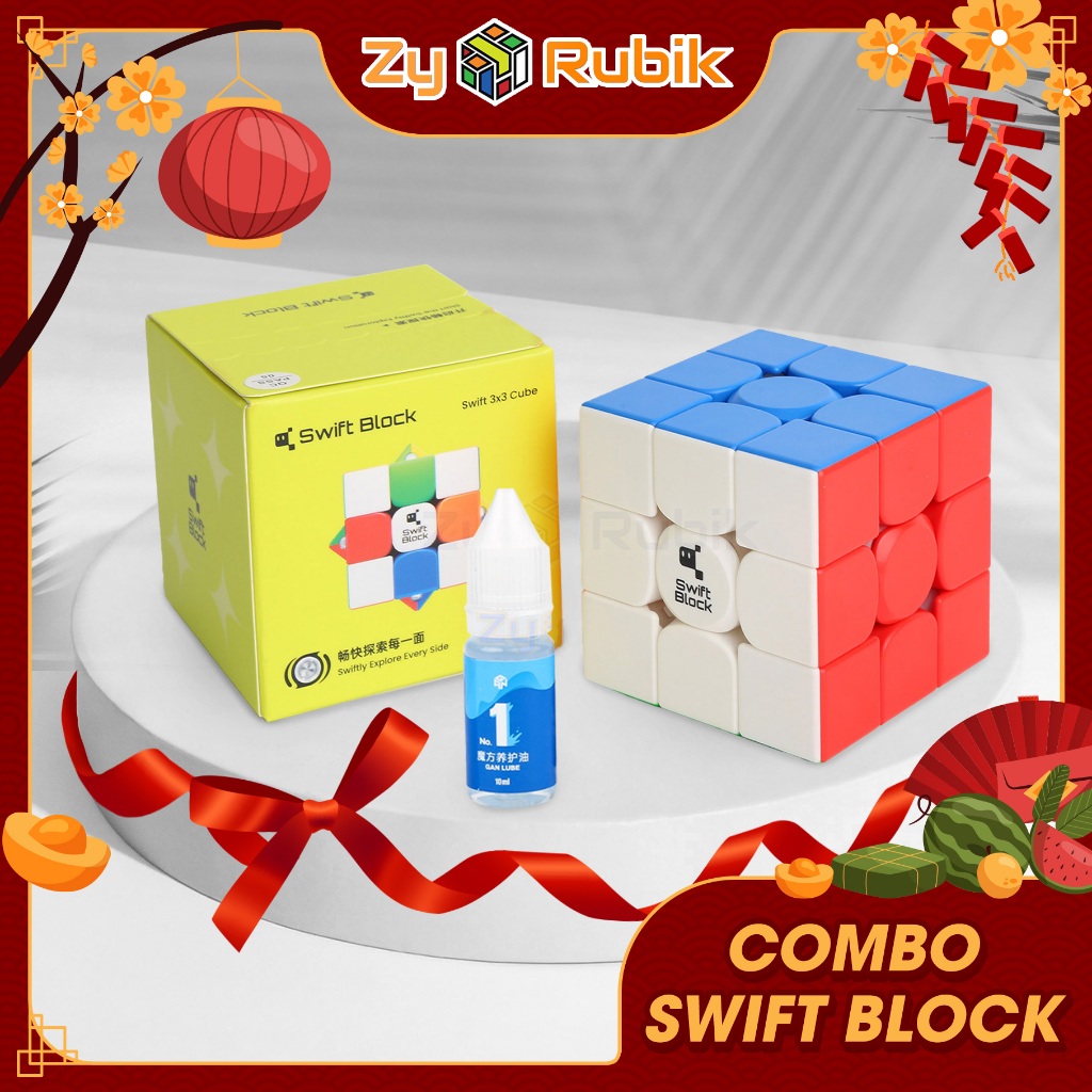 Rubik 3x3 Gan Swift Block 2023 Stickerless Có Nam Châm- Combo Gan 355s ...